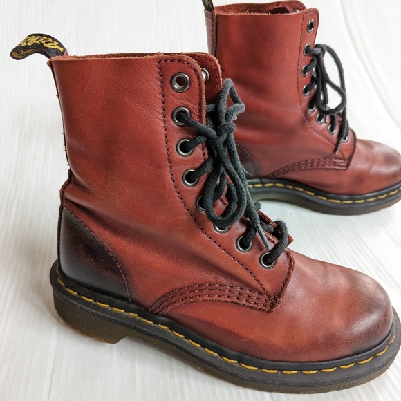 Dr. Martens | Shoes | Doc Martens Pascal Red Leather Laceup Combat ...